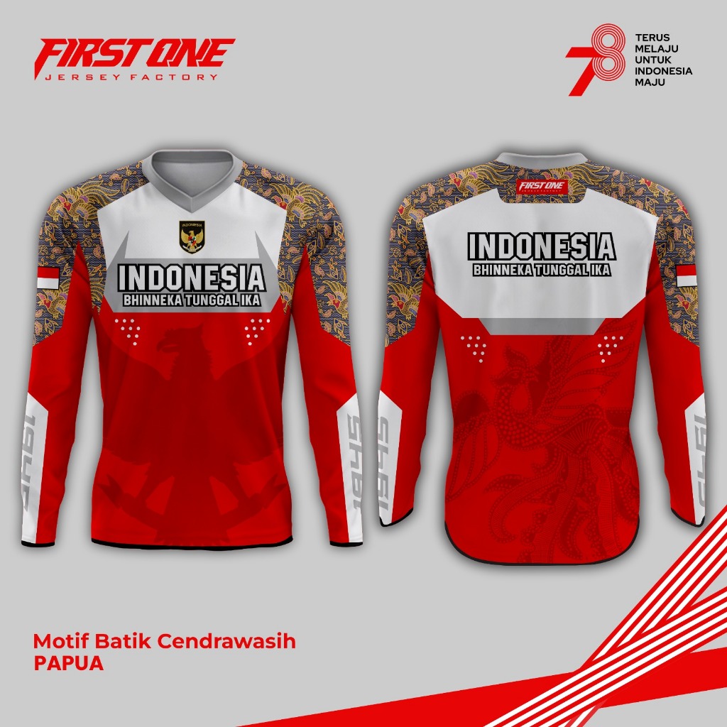 Jual Jersey Indonesia Merah Putih Motif Batik Cendrawasih Papua ...
