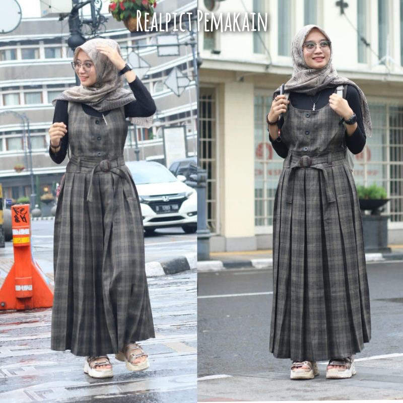 Jual Overall Dress Wanita Free Inner Ruffle Mayung Overall Jumbo Remaja ...
