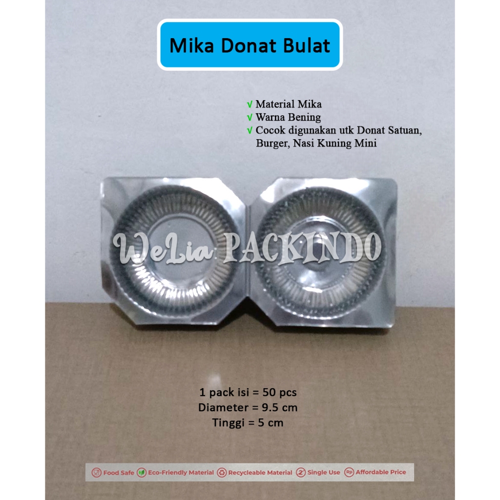 Jual [50 PCS] Mika Donat Bulat / Tray Donat Bening / Mika Donut 9.5cm ...