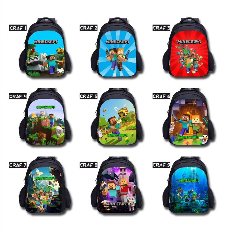 Jual TAS RANSEL ANAK SEKOLAH KARAKTER MINECRAFT FREE CETAK NAMA DAN ...