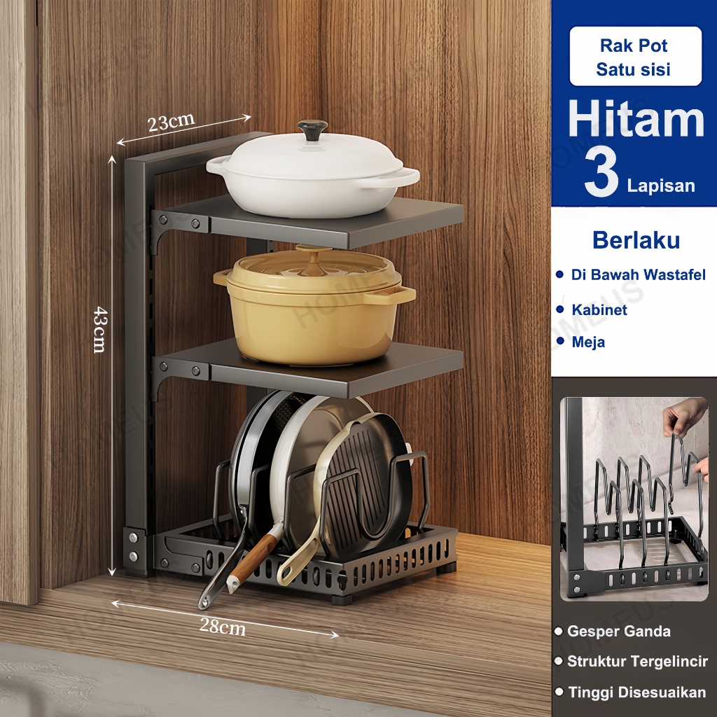 Jual Homeus Rak Panci Dapur Susun Rak Panci Bawah Wastafel Stainless ...