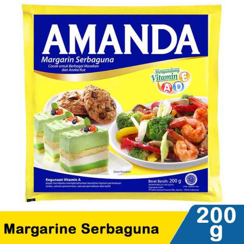 Jual Margarin Amanda 200gram / margarin serbaguna / margarin sachet ...