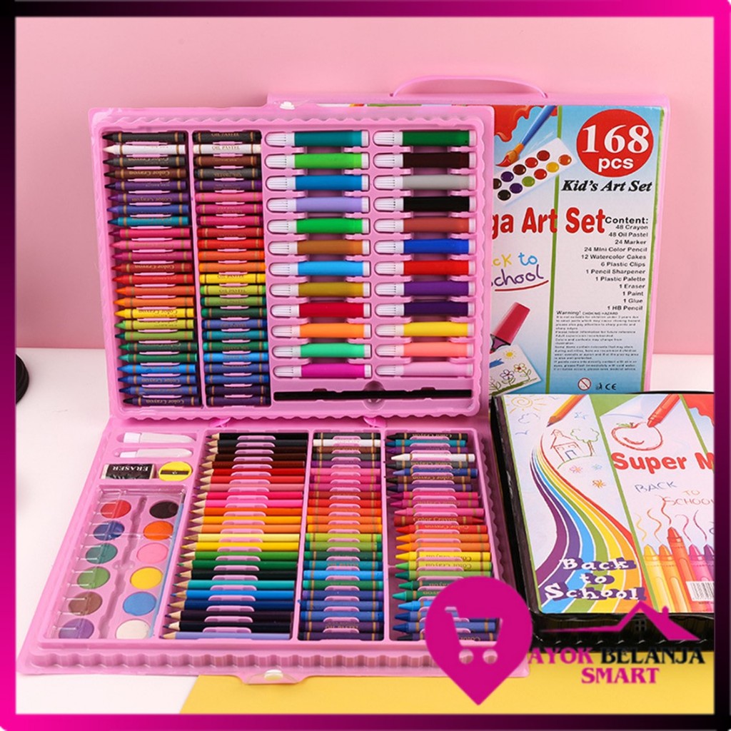 Jual ABS Drawing Set 168Pcs Oil Pastel Crayon 168 IN 1 Set Krayon ...