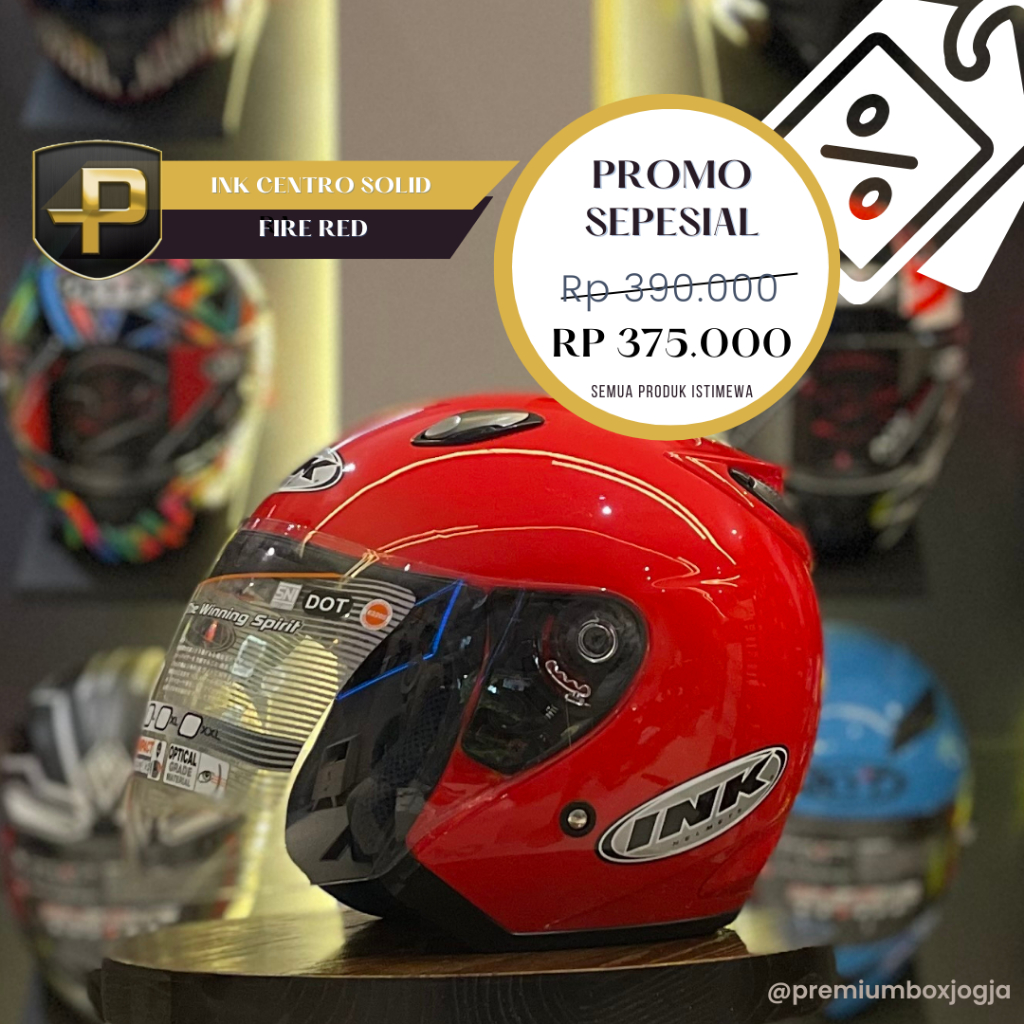 Jual HELM INK CENTRO SOLID - FIRE RED / HELM HALF FACE / HELM MOTOR ...