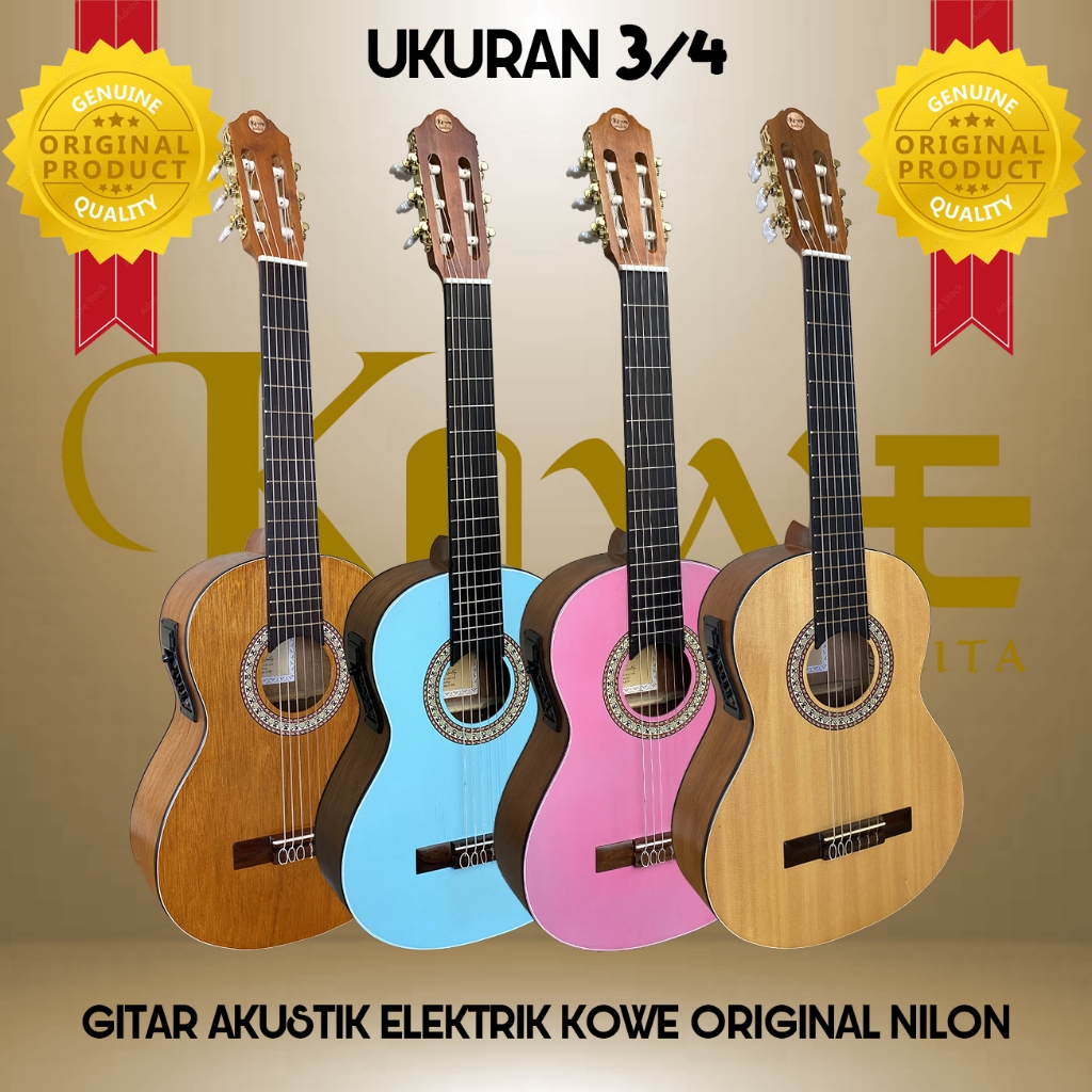 Jual Gitar Merk Kowe Akustik Elektrik Original Ukuran 3/4 Nilon EQ ...