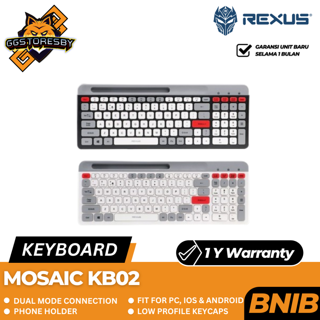 Jual Rexus Mosaic Kb02 Dual Connection Keyboard | Shopee Indonesia
