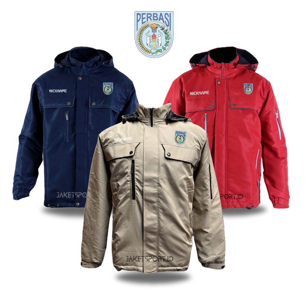 Jual jaket custom veste logo perbasi tahan angin bahan parasut semi ...