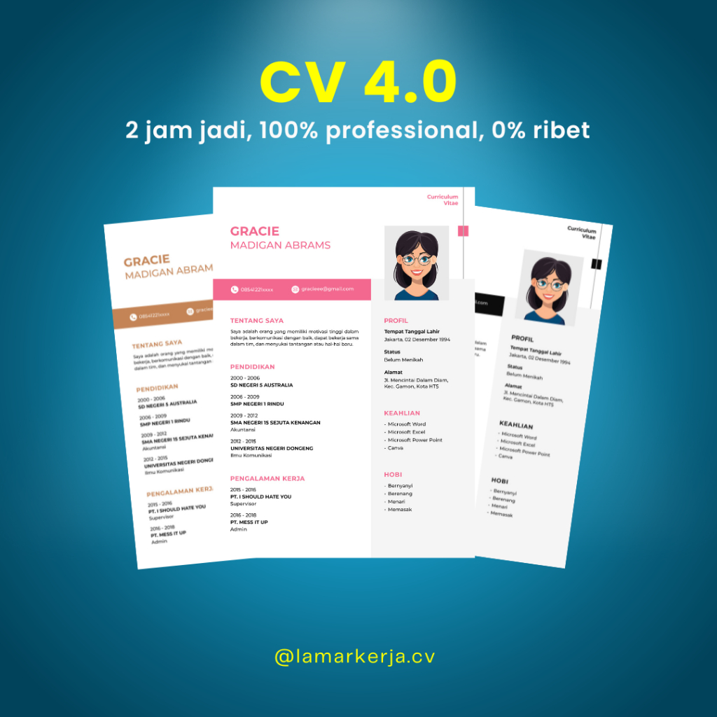 Jual Jasa Pembuatan Curriculum Vitae (CV) / CV Lamaran Kerja / Joki CV ...