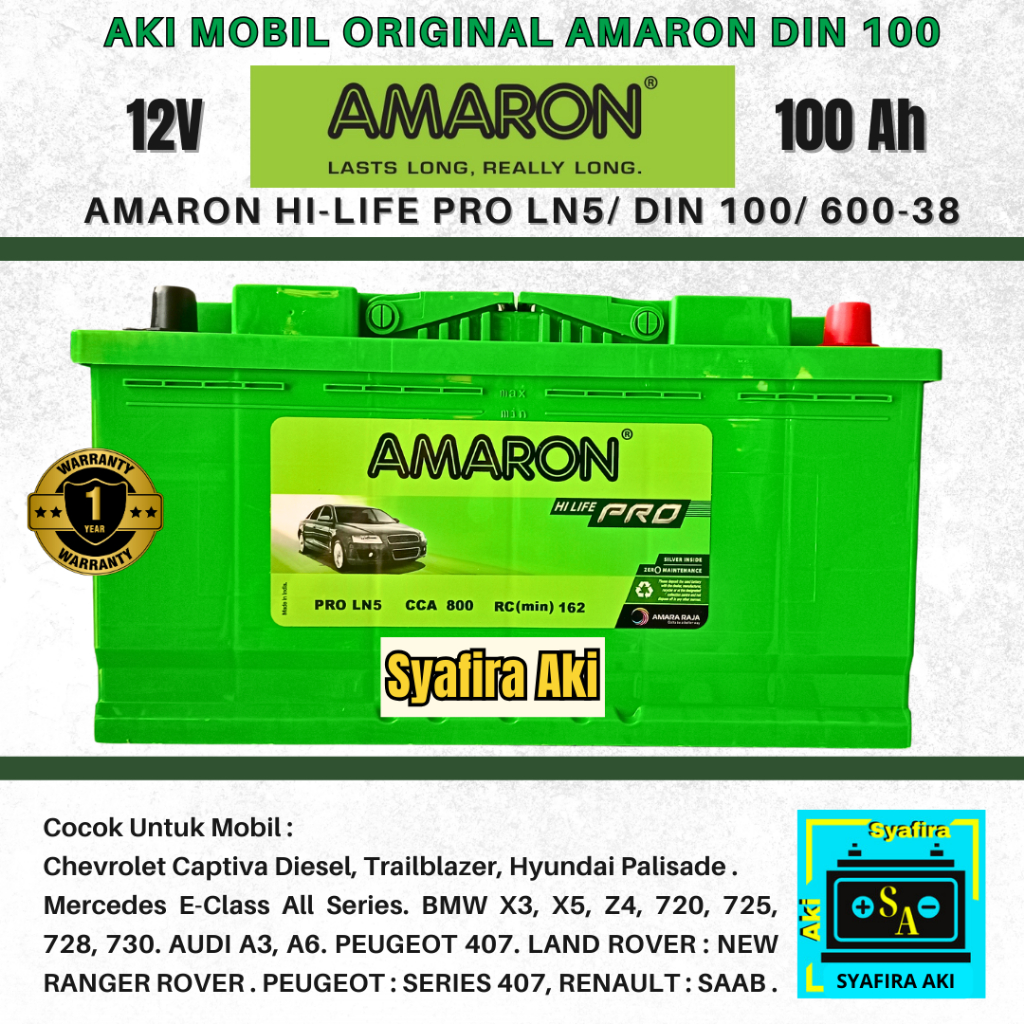 Jual Aki Mobil Din 100 60044 60038 Amaron Pro LN5 Accu Kering 12V / 100Ah | Shopee Indonesia