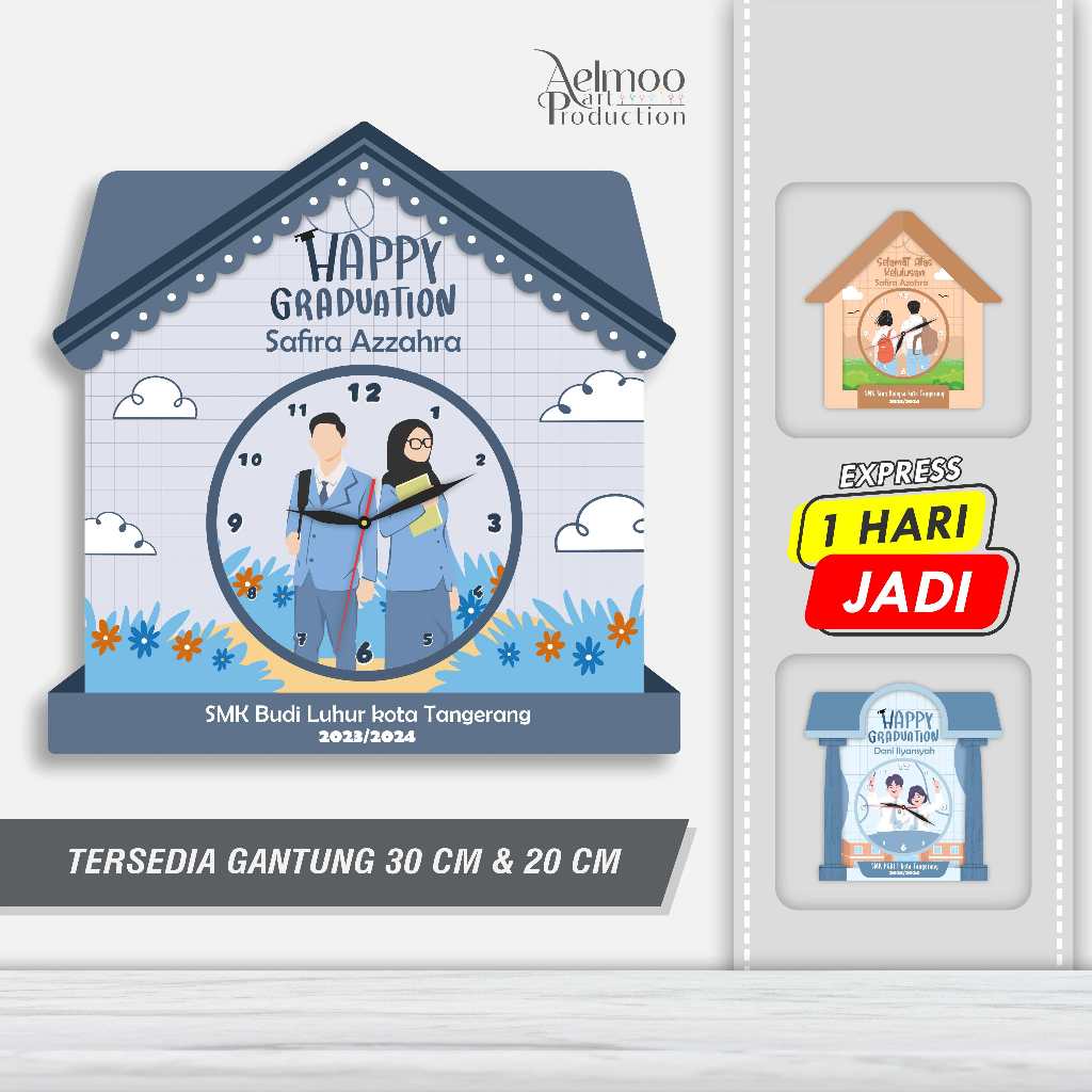 Jual JAM DINDING KAYU KADO PERPISAHAN SEKOLAH WALL CLOCK CUSTOM HADIAH ...