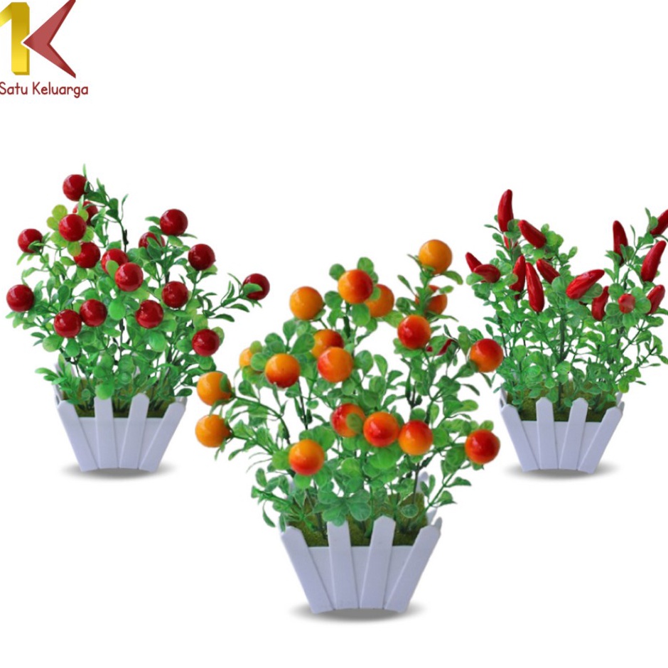 Jual SqC Satu Keluarga Ornamen Pot Buah C299 Pot Tanaman Buah Bunga ...