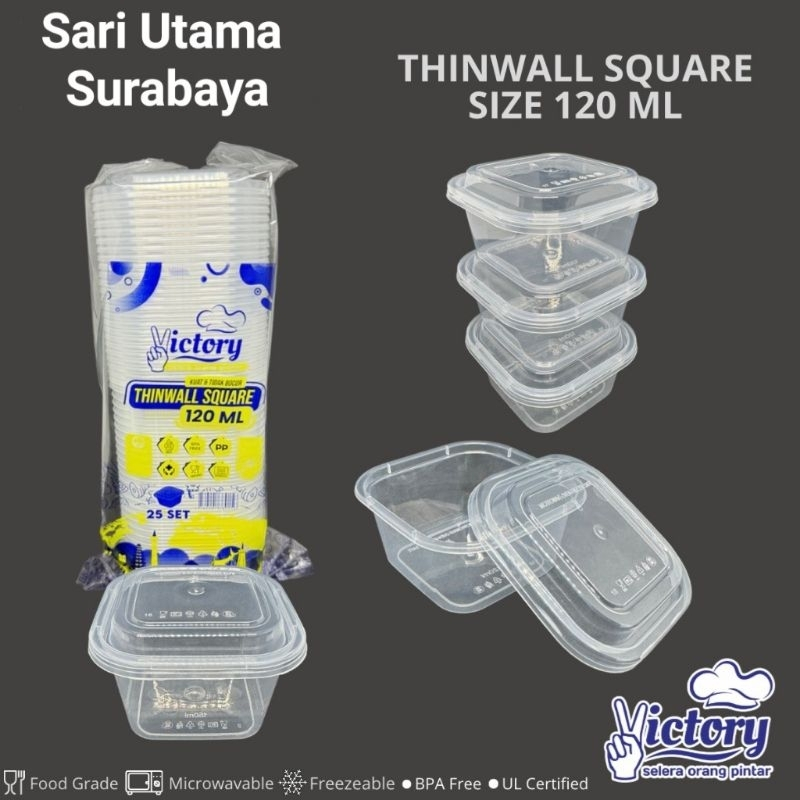 Jual Victory Thinwall Square mini 120 ml Kotak Plastik 120 ml | Shopee ...