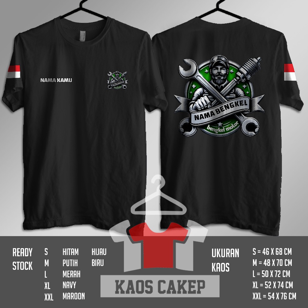 Jual Kaos Desain Kece V3 Logo Bengkel Motor Gratis Nama Kamu Dan Nama ...