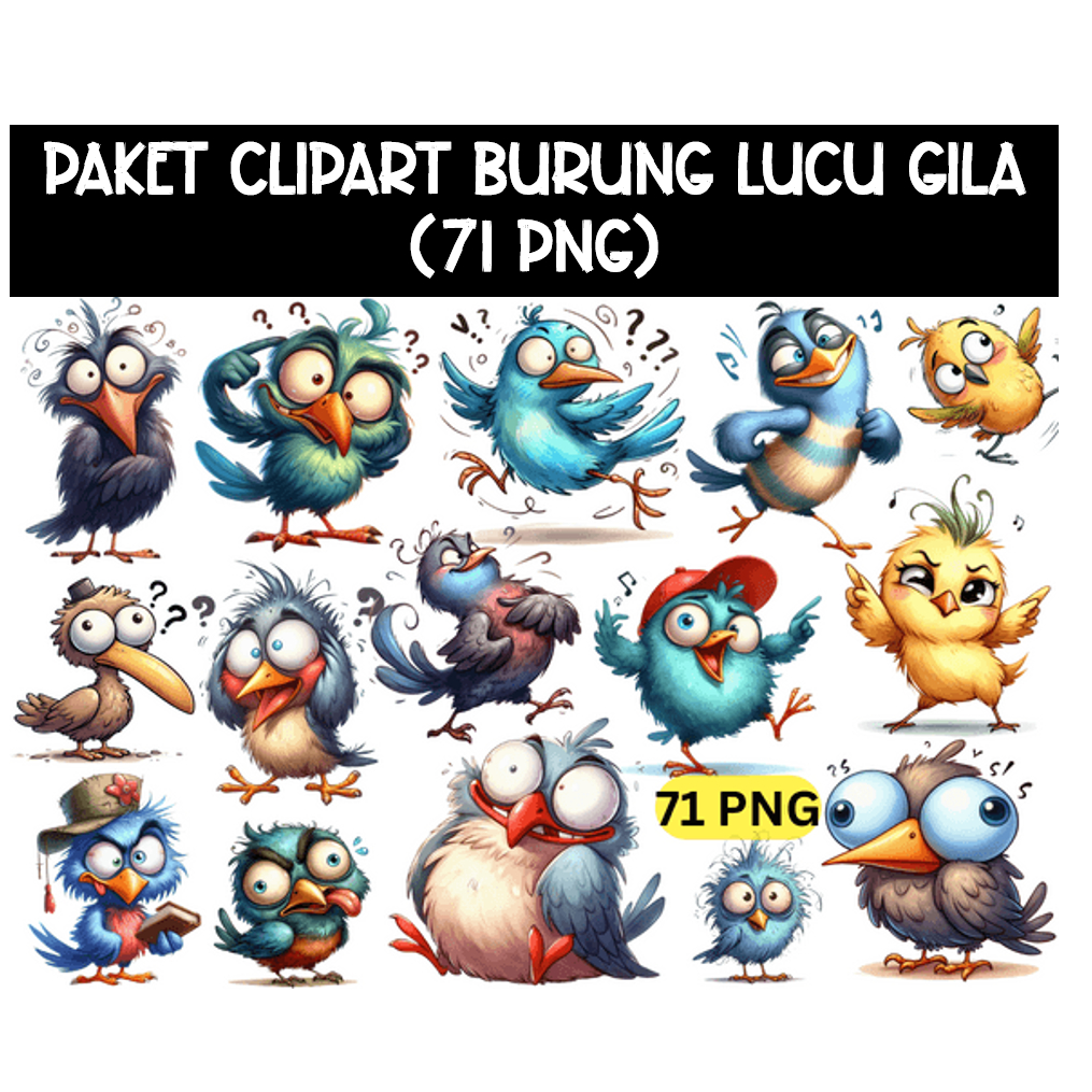Jual Paket Clipart Burung Lucu Gila (71 PNG) | Shopee Indonesia