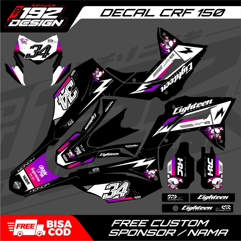 Jual Decal Crf 150 L Putih Ungu Full Body Superglossy Bebas Custom ...