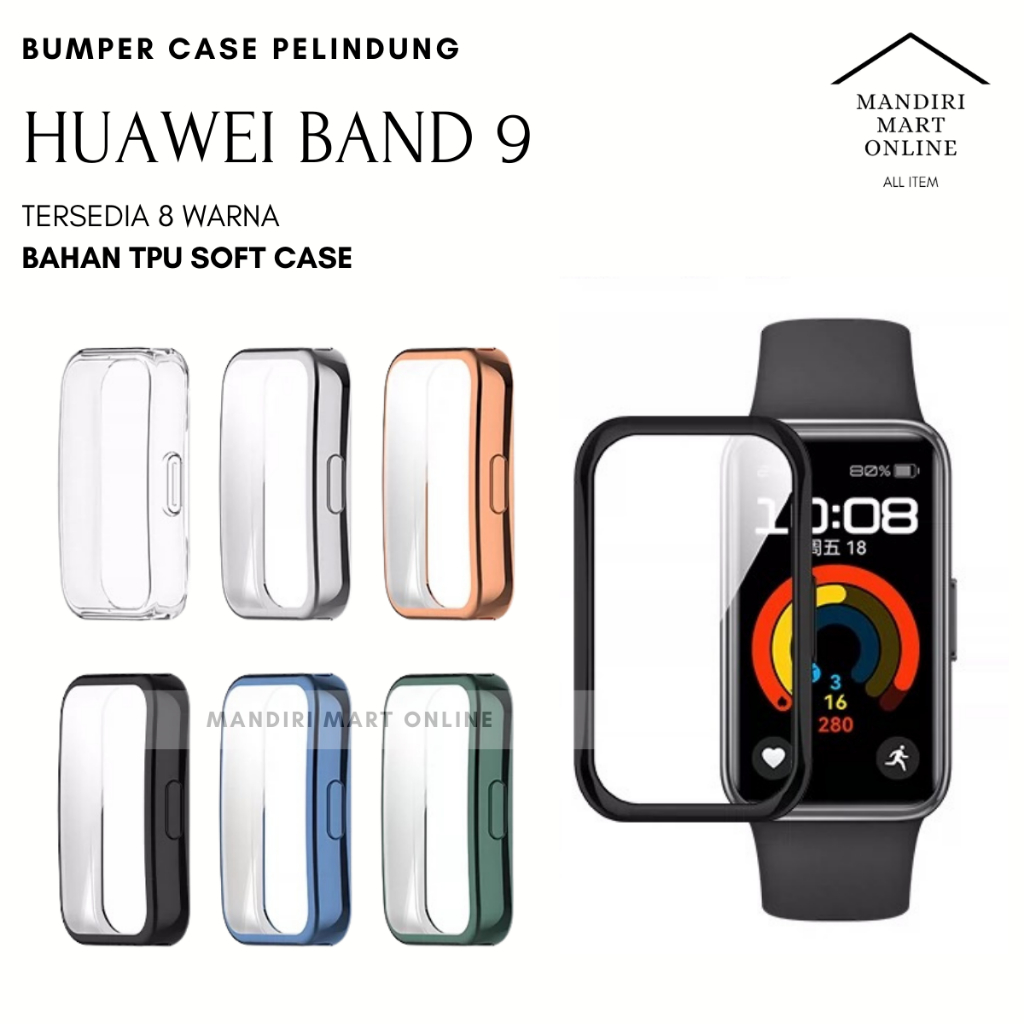 Jual Bumper Soft Case 2 in 1 Huawei Band 9 Casing Soft Case TPU Anti Gores Huawei Smartband 9 ...