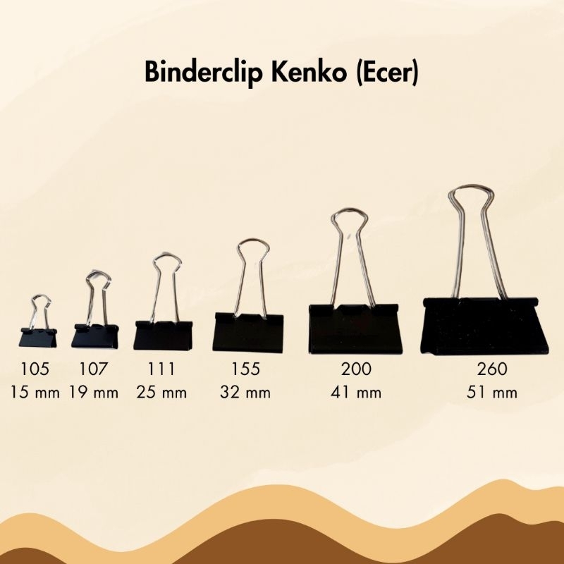Jual Binder Clip Kenko No 105 107 111 155 200 260 Per Pcs Satuan Paper ...