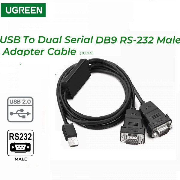 Jual UGREEN USB to Dual Serial DB9 RS-232 Cable USB to RS232 DB9 Male ...