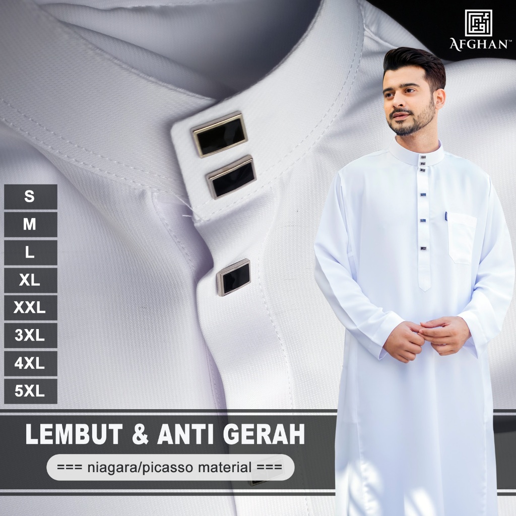 Jual AFGHAN - Jubah Saudi Bahan Niagara/Picasso - Baju Gamis Pria Dewasa Premium Cuttingan Suja ...