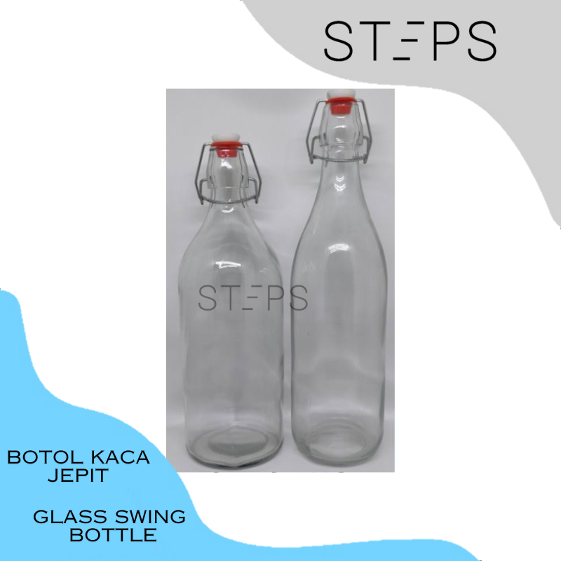 Jual BOTOL KACA JEPIT tutup merah / SWING BOTTLE RED | Shopee Indonesia