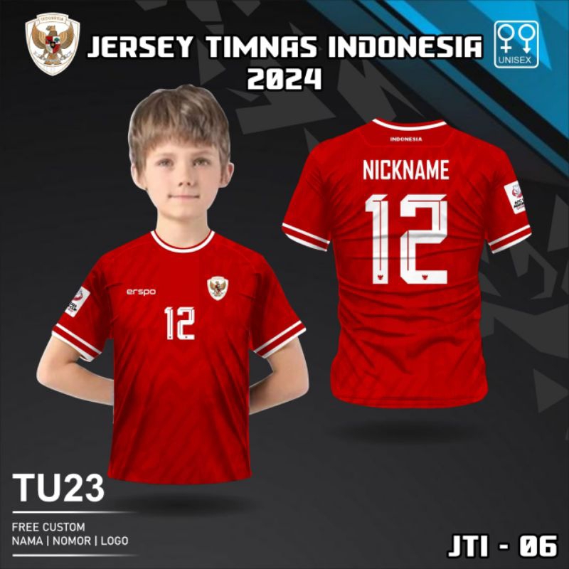 Jual Jersey Timnas Indonesia 2024 anak baju kaos sepakbola custom nama | Shopee Indonesia