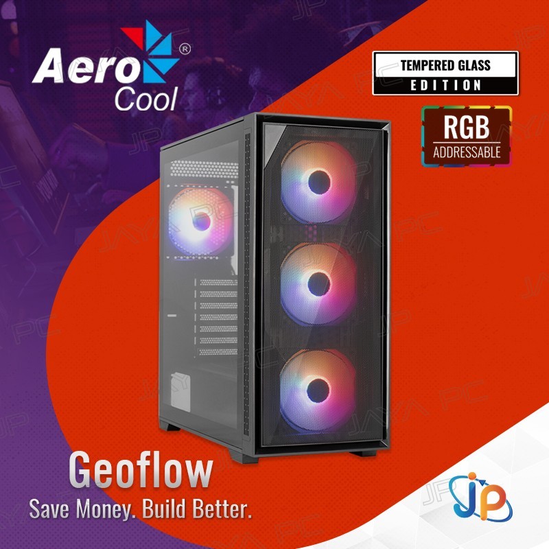 Jual Aerocool Gaming CPU Case Geoflow V2 ARGB - Tempered Glass Casing ...