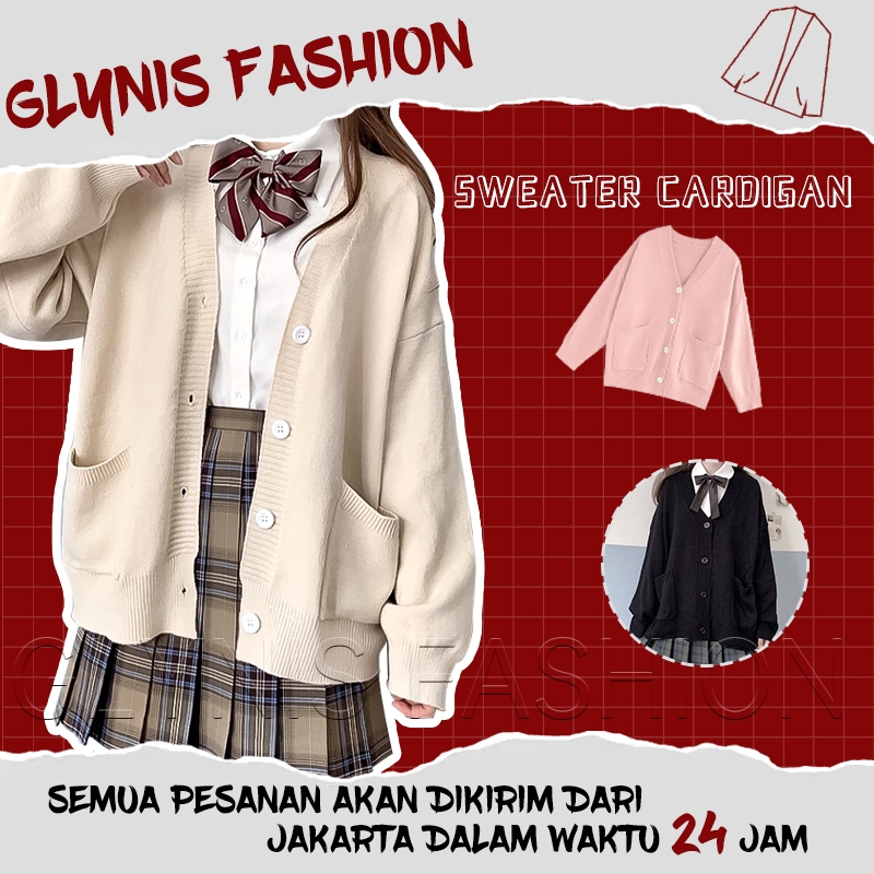 Jual Glynis - Cardigan rajutan longgar gaya malas gaya kampus lucu gaya ...