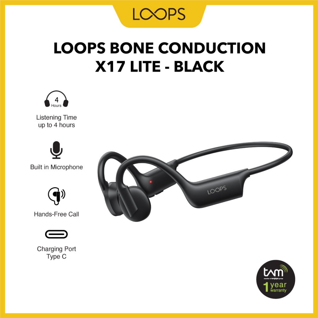 Jual LOOPS Bone Conduction X17 Lite Bluetooth Earphone - Black | Shopee Indonesia