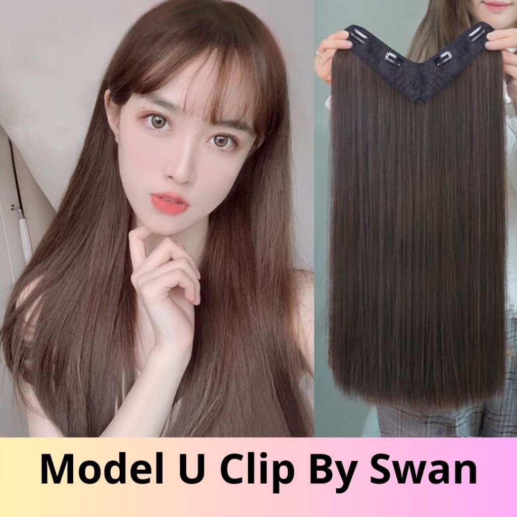 Jual U clip Hairclip korea biglayer bottom curly 60cm V clip U clip ...