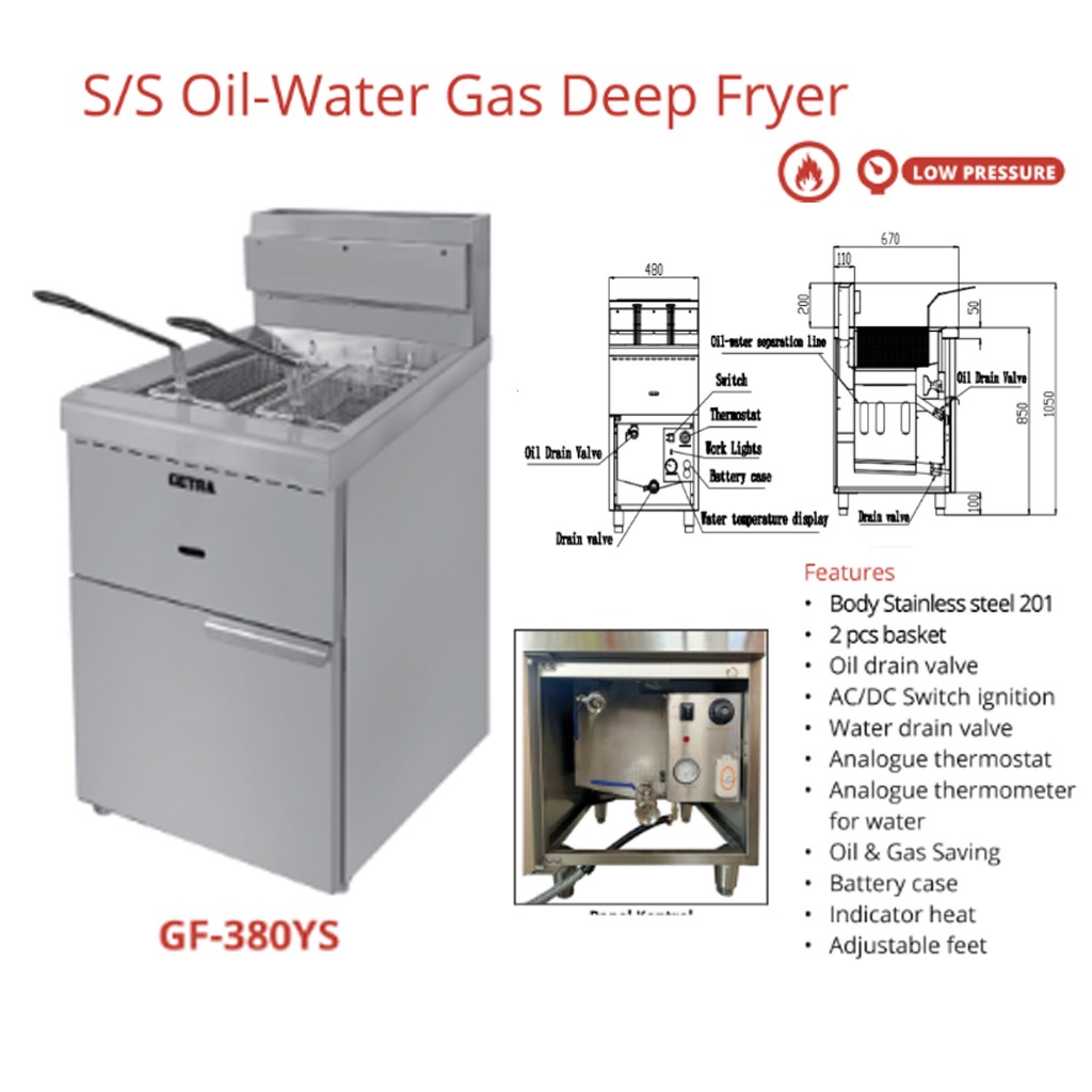 Jual GETRA GF-380YS SS OIL-WATER GAS DEEP FRYER / PENGGORENGAN DENGAN ...