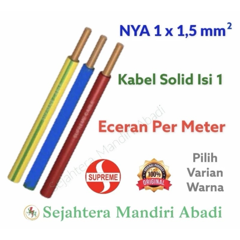 Jual Kabel NYA 1x1,5 mm Supreme Eceran Per Meter Kabel Tunggal Solid Isi 1 | Shopee Indonesia