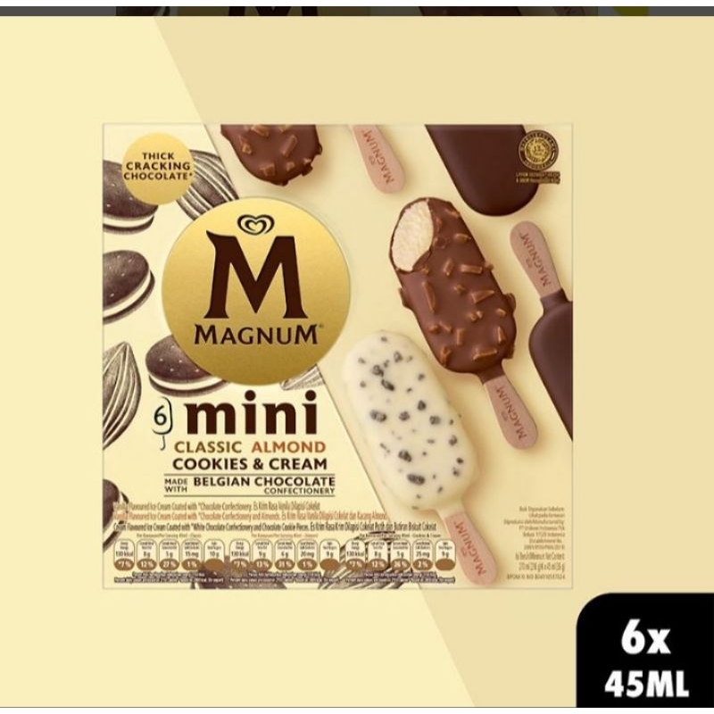 Jual Walls ice cream Magnum Mini 6x45ml / 1 box isi 6 classic almond ...