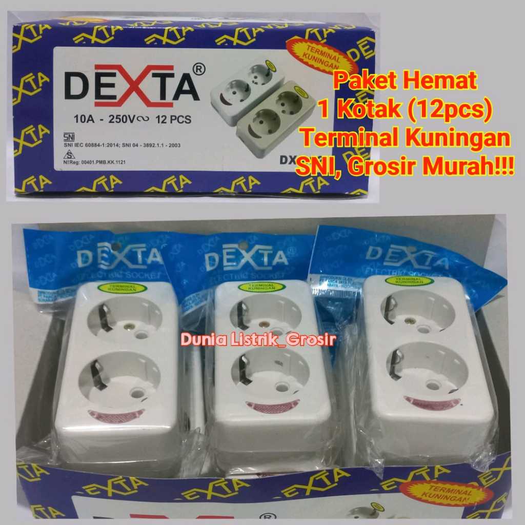 Jual Paket Hemat 1 Kotak (12 Pcs) Stop Kontak Listrik Arde 2 Lubang Terminal Kuningan + Lampu ...