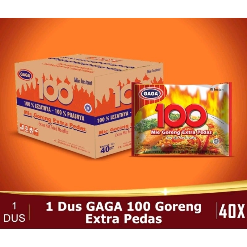 Jual Mie Gaga 100 Goreng Extra Pedas ( satu dus isi 40 bungkus ...