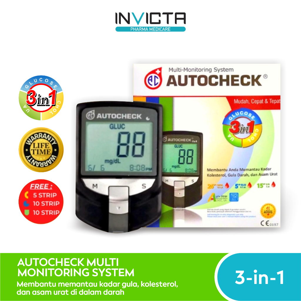 Jual Autocheck GCU 3-in-1 Alat Tes Gula Darah, Asam Urat & Kolesterol ...