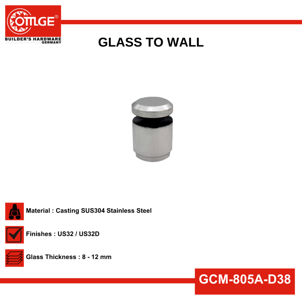Jual Glass To Wall / Pipe Connector OMGE GCM-805A-D38-US32D. | Shopee ...