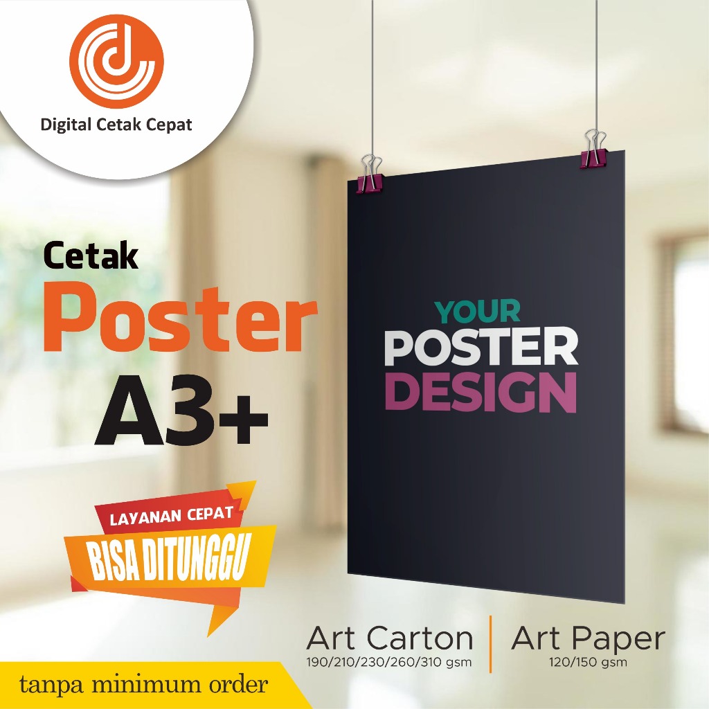 Jual Cetak Poster Custom Ukuran & Bentuk HVS 100 GSM Art Paper Matte ...