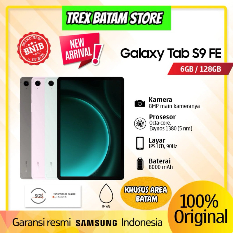 Jual SAMSUNG GALAXY TAB S9 FE 6/128 GB 5G GARANSI RESMI [ BATAM ...