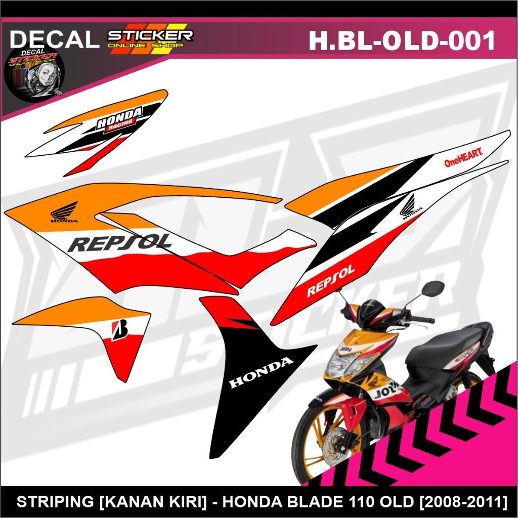 Jual STIKER MOTOR HONDA BLADE 110 OLD gen1 [2008-2011] DECAL STRIPING ...