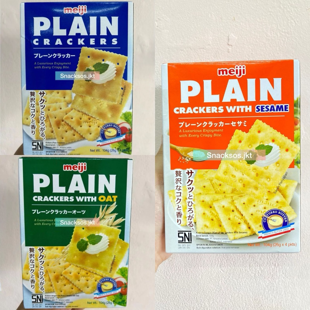 Jual MEIJI PLAIN CRACKERS WITH OAT / PLAIN / SESAME CRACKER ORIGINAL ...