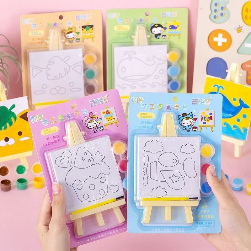 Jual Mainan diy set melukis canvas bergambar / mewarnai gambar lukisan ...