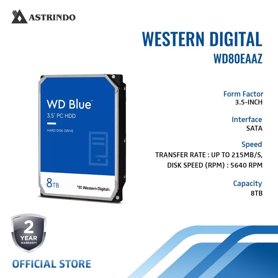 Jual WD HDD Blue 8TB 3,5" Inch Hard Disk Drive Internal SATA for PC ...