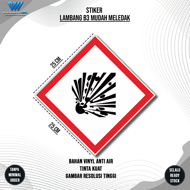 Jual Stiker label Simbol limbah B3 K3 Hazmat Mudah Meledak Bahan Vinyl ...