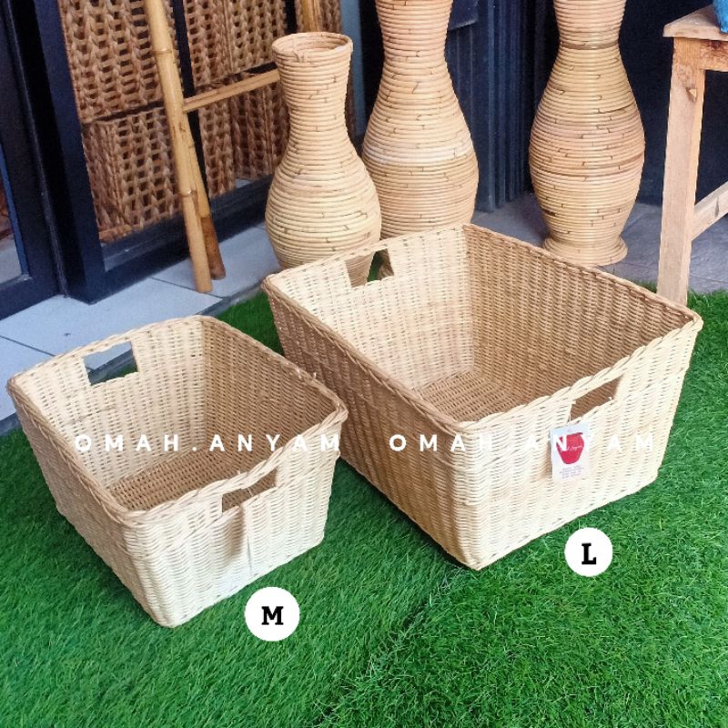Jual keranjang anyam rotan | storage anyam rotan | tempat penyimpanan ...