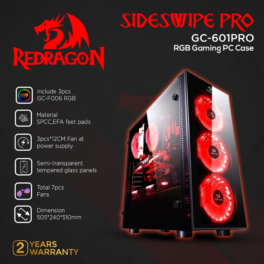 Jual Redragon RGB Gaming PC Case SIDESWIPE PRO - GC-601PRO | Shopee ...