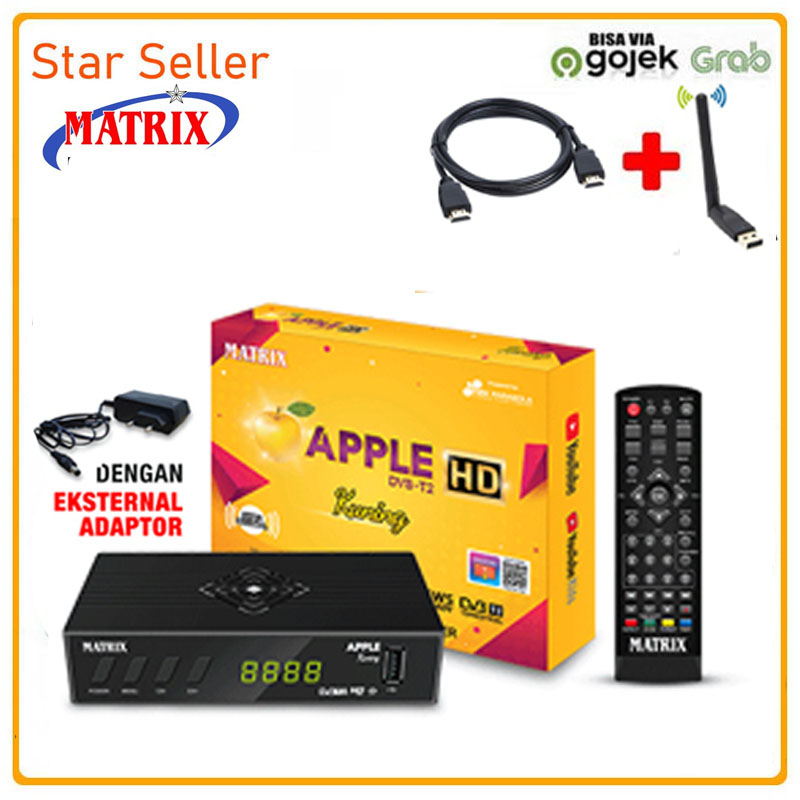 Jual STB SET TOP BOX DVBT2 MATRIX APPLE KUNING UNTUK SIARAN TV DIGITAL/ NEX PARABOLA / SET TOP ...