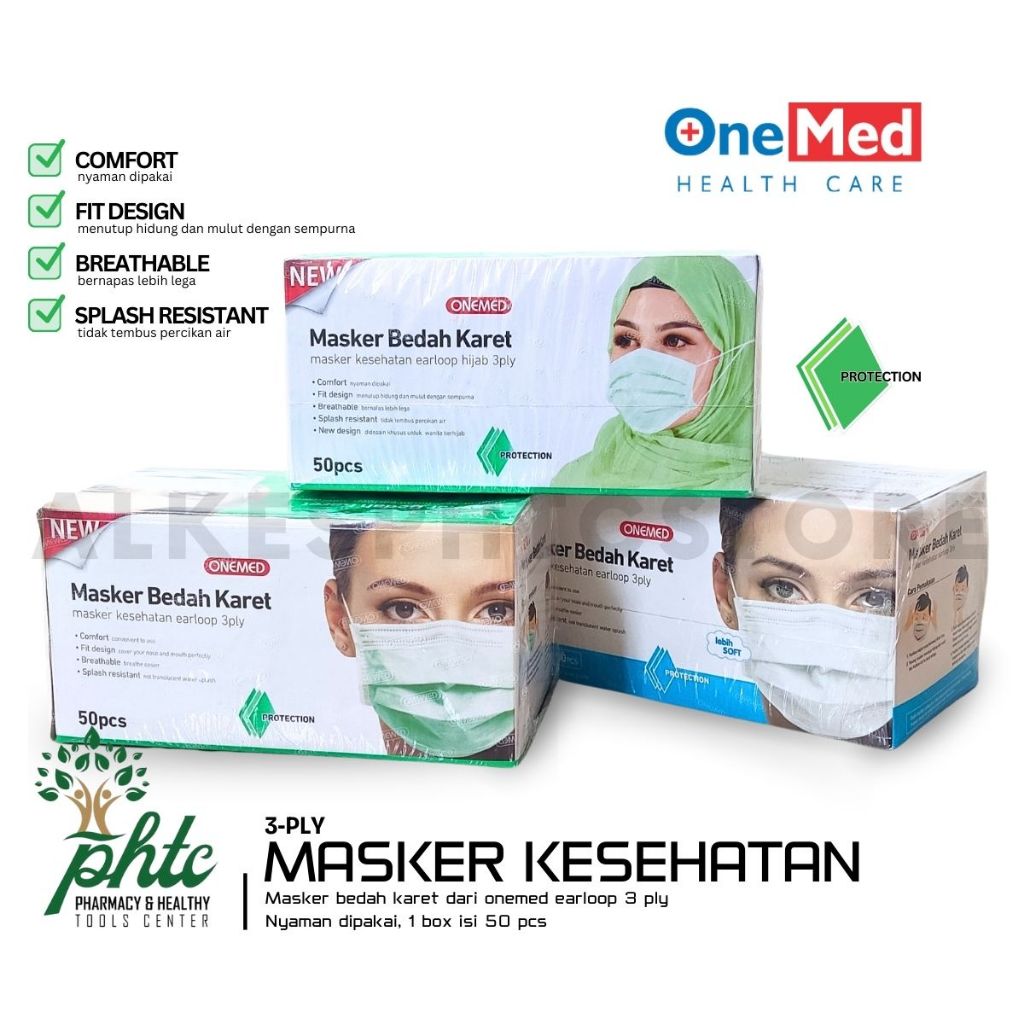 Jual ONEMED Masker 3 Ply Earloop Medis / Surgical Mask Onemed Isi 50 ...