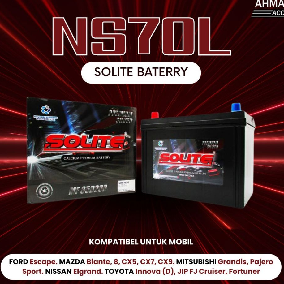 Jual Aki Mobil Solite 85D26L/NS 70L/NX110-5L/68AH FORD Escape. MAZDA Biante, 8, CX5, CX7, CX9 ...