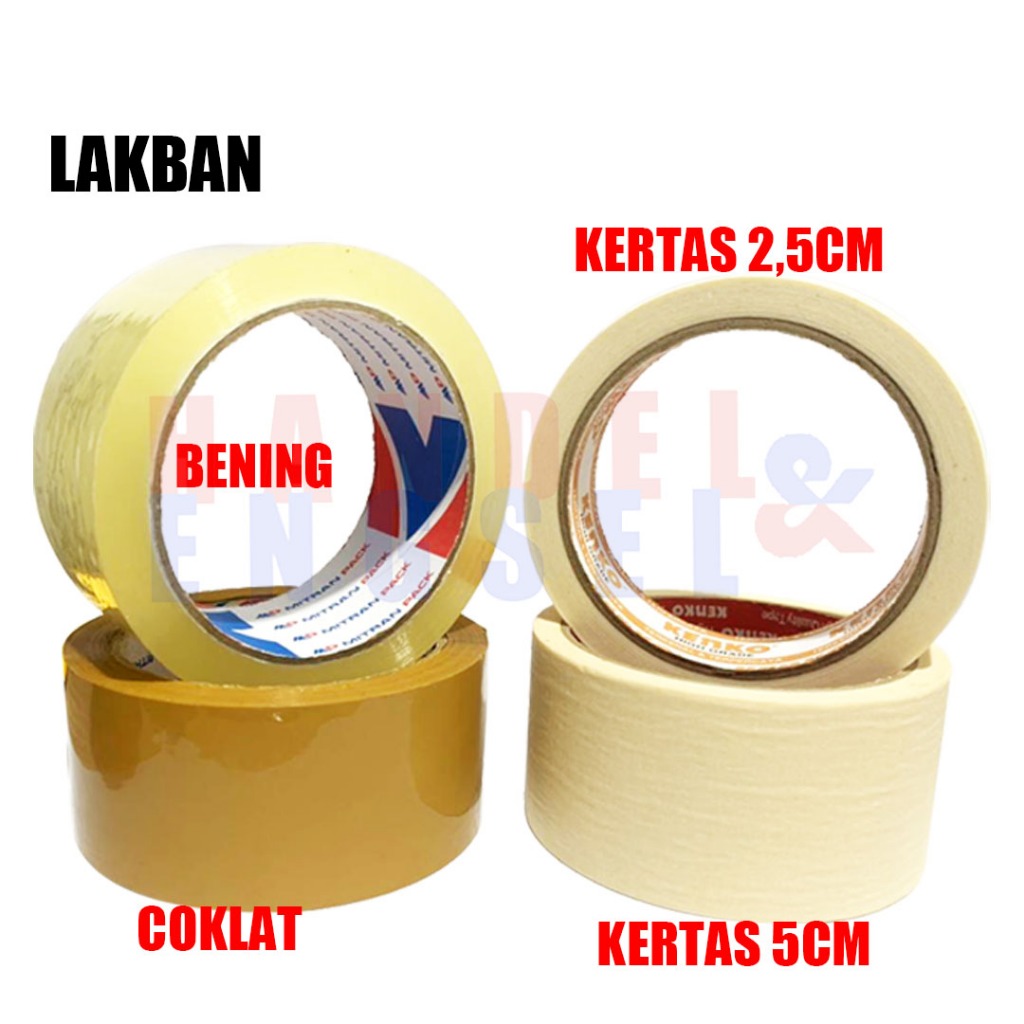 Jual Lakban Bening dan Lakban Coklat 45mm / Solasi Ban Bening & Coklat / Masking Tape / Selotip ...