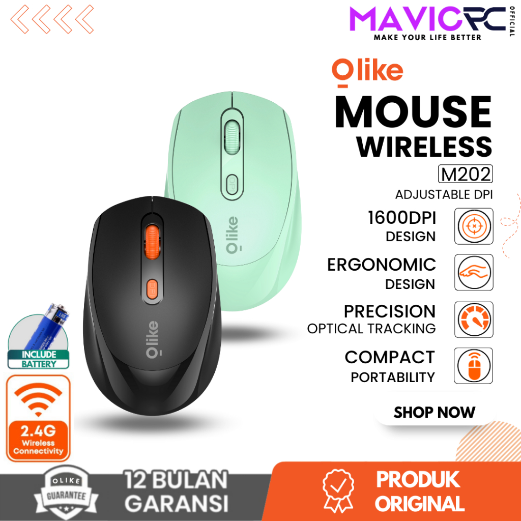 Jual OLIKE M202 ProConnect Mouse Wireless USB 2.4G Optical Precision ...